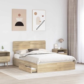 Postel s úložným prostorem se zásuvkou Sonoma dub 140 x 190 cm 3412278