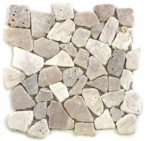 Divero Garth 573 Mozaika říční kámen - krémová 1m2 - 30x30x1,5 cm