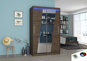 ADRK Furniture Posuvná skříň se zrcadlem a LED osvětlením TEXAS 120 ADRK-SW-TEX-CH-120+L