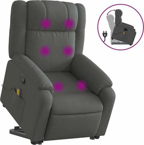 Zvedací masážní polohovací křeslo tmavě šedé textil 3205215