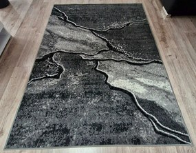 HU Šedý abstraktní obdélníkový koberec NEW IDEA 90321-0433 – imitace mramoru s černými žilkami Rozměr: 50x80 cm