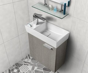 Sapho Sapho, ARIANA litý mramor umyvadlo 50x25cm, baterie vpravo, černá mat, SM016B
