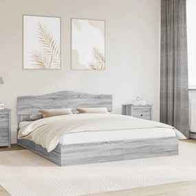 Postel s úložným prostorem se zásuvkou Šedá Sonoma 200 x 200 cm 3413066
