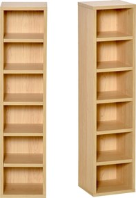 HOMCOM Sada 2 sloupových polic pro skladování CD-DVD, 6 + 6 oddílů, rozměry 21D x 19Š x 88V cm, maximální kapacita 160 CD, barva buku