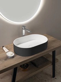 Sapho Thin umyvadlo na desku 55 x 35 cm bez otvoru pro baterii bez přepadu carina/bílá mat šedá WN205-41