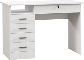 HOMCOM Moderní Počítačový Stůl s 5 Zásuvkami, Velká Deska, 1 Otevřený Úložný Prostor, Zámková Zásuvka, 110x50x76 cm, Bílý | Aosom