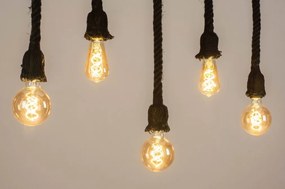 Závěsné černé designové svítidlo nad stůl Rope Industry Bulb 5 Nero