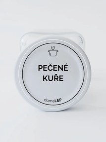 Samolepka na kořenky PEČENÉ KUŘE průhledná 5 cm tučné písmo
