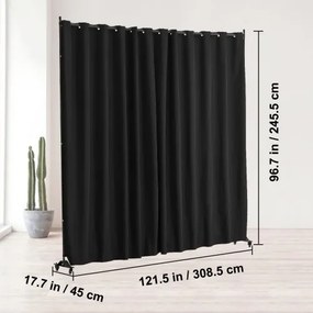 Dělicí stěna VEVOR, 308,5 × 45 × 245,5 cm – Černá