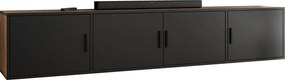 TV skříňka ROJO 4 dub Craft zlatý + černý uzavřená TV skříňka s policí