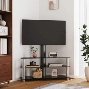 vidaXL Rohový TV stojan 3patrový pro 32–70 palců černý a stříbrný