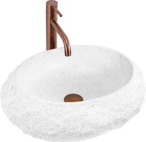 Rea Mika, oválné umyvadlo na desku, 500x380x150mm, bílá-imitace kamene, REA-U3223