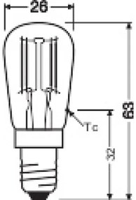 LED žárovka do lednice E14 LEDVANCE PARATHOM T26 Filament 1,3W (10W) teplá bílá (2700K)