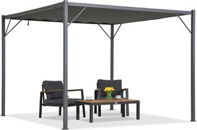 Antracitová pergola Malaga 3x3 m s moskytiérou a závěsy Garden Point
