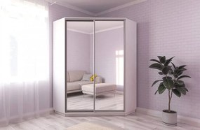 Casarredo - Komfort nábytek Rohová šatní skříň CORA 140/240 bílá/zrcadlo