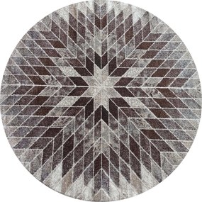 DY Béžový kulatý koberec s geometrickým vzorem Panamero 10 Rozměr: 80 cm