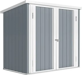 Outsunny kovový zahradní domek 1,1 m², sklad nářadí s pultovou střechou, uzamykatelné dvojité dveře, 147 x 86 x 134 cm