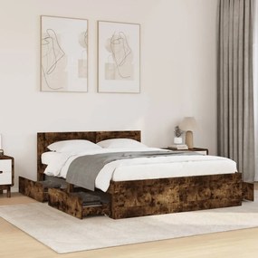 Rám postele s čelem kouřový dub 120 x 200 cm kompozitní dřevo 3295573