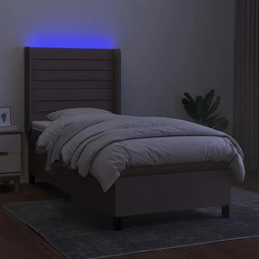 Box spring postel s matrací a LED taupe 90x190 cm textil 3138361