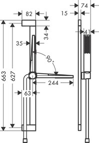 Hansgrohe Pulsify E, sprchová souprava 100 1jet EcoSmart+ se sprchovou tyčí 650 mm, černá matná, HAN-24371670