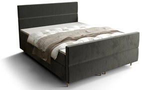 Manželská postel Boxspring 140 cm Flu plus (tmavě šedá) (s matrací a úložným prostorem). 1046570