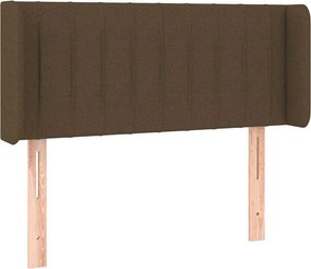 Čelo postele s LED tmavě hnědé 93 x 16 x 78/88 cm textil 3123459