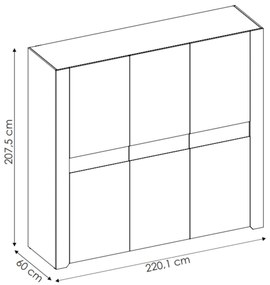 Sconto Šatní skříň ANGEL 22 dub craft bílý