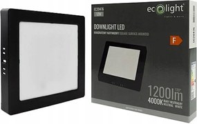 LED přisazený stropní panel – čtverec, 12 W, 1200 lm, černý