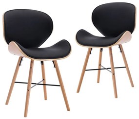 Jídelní židle 2 ks černé umělá kůže a ohýbané dřevo,  283144 HangarStore.cz