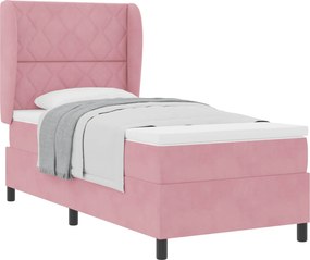Postel s boxspringem s čelo Růžová 200 x 100 cm samet 3340975