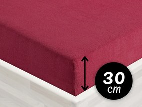 Froté napínací prostěradlo na vysokou matraci FR-010 Vínové 80 x 200 - výška 30 cm