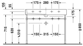 Duravit Vero - umyvadlo 100x47 cm na 2 baterie, bílá 0454100024