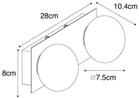 Nástěnná lampa zlatá 28 cm IP44 2-světlo s vypínačem - Cederic