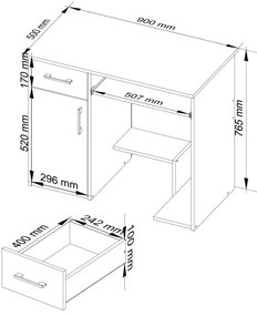 Kancelářský stůl JAY bílý / bílý lesk