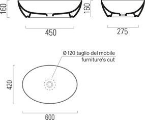 GSI Sapho Pura 884226 umyvadlo 60 x 42 cm černá mat