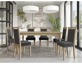 Rozkládací jídelní stůl se 6 židlemi AL03, Barva dřeva: sonoma-L, Potah: 26x - Kronos 22