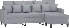 3místná pohovka s podnožkou světle šedá 180 cm textil 3201089