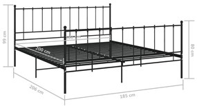 Rám postele černý kov 180 x 200 cm,  324961