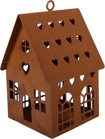 Rezavý svícen ve tvaru domku Rustic Charm - 12*12*20 cm
