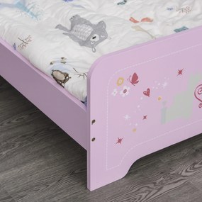 HOMCOM Dětská postel pro děti od 3 let - Dřevěná postel s bezpečnostními zábranami, max. nosnost 50 kg, 143x73x60 cm, Růžová