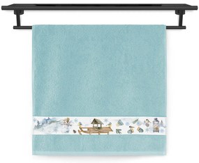 Ručník Veba NORA tisk Čtvero ročních období ZIMA aqua Velikost: 70x140 cm