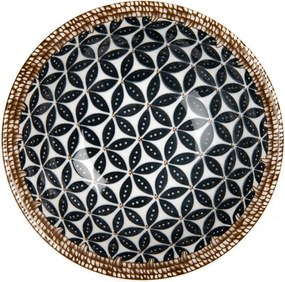 Bílá keramická miska s černým vzorem Mibbo - Ø 15*5 cm / 350 ml