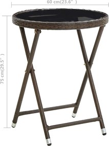Čajový stolek hnědý 60 cm polyratan a tvrzené sklo 310560