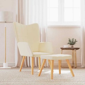 Relaxační křeslo se stoličkou krémové textil 327932