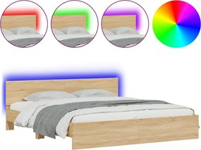Rám postele s čelem a LED osvětlením dub sonoma 200 x 200 cm 3207583