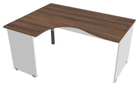 Stůl ergo pravý 160*120 cm - Hobis Gate GE 2005 P Dekor stolové desky: ořech, Dekor lamino podnože: bílá, Barva nohy: černá