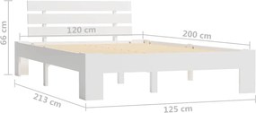 Rám postele bílý masivní borovice 120 x 200 cm 283156