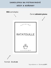 Samolepka na kořenky RATATOUILLE bílá 3 × 4 cm základní písmo