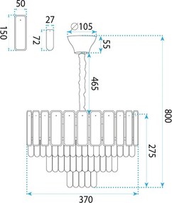 Toolight Toolight, křišťálová závěsná lampa Ø40 cm, 5×E14, SWE087-CP, chromová, OSW-30214