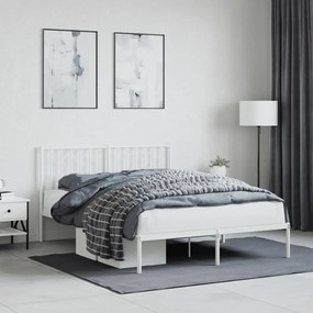 vidaXL Kovový rám postele s čelem bílý 140 x 190 cm